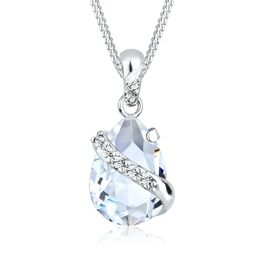 Elli Kette mit Anhänger Halskette Halskette Tropfen Ranke Kristalle 925 Silber, Tropfen, weiß, 925er Sterling Silber, Glaskristall, Weiß