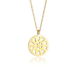 Elli Kette mit Anhänger Münze Dreieck Ornament Anhänger 925 Silber, Ornament, goldfarben, Gold