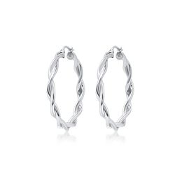 Elli Paar Creolen Creolen Bügelceolen gedreht 925 Sterling Silber, silberfarben, Silber