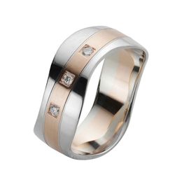 Trauring Firetti "Schmuck Geschenk Gold 375 Hochzeit Ehering "LIEBE"" Fingerringe Gr. 16,5, 0,06 ct SI = kleine Einschlüsse mit Brillanten, Weißgold 375-Roségold 375, 8 mm, rosegold (weißgoldfarben, roségoldfarben) Trauringe Made in Germany, wahlweise mit oder ohne Brillant