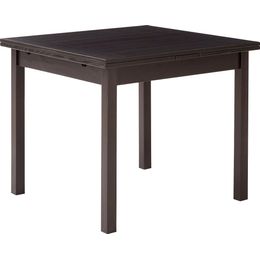 Esstisch HAMMEL FURNITURE "Basic Dinex, schnell innenliegende Einlegeplatten ausziehbar" Tische Gr. B/H/T: 90 cm x 76 cm x 90 cm, Auszugsplatte, grau (wenge) Esstische rechteckig Furnier Massivholz, in zwei Breiten, stabiler dänische Design Tisch