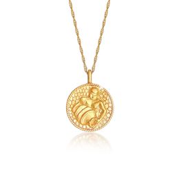 Elli Kette mit Anhänger Sternzeichen Wassermann Astro Münze 925 Silber, Sternzeichen, goldfarben, Gold