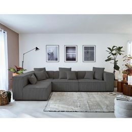 Colombine – modulares ecksofa links – 5-sitzer – aus cord - dunkelgrau