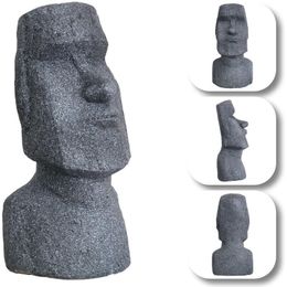 Hago - Moai Kopf Skulptur Büste Statue Deko Osterinsel Figur Gartenfigur Rapa Nui Mystik Eyecatcher Sage Grau - 56 cm Höhe