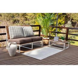 Teppich Outdoor Indoor Terrasse Balkon Modernes Skandi Design Grau und Elfenbein 80 x 150 cm - Surya