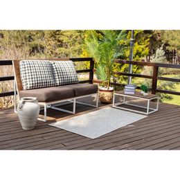 Teppich Outdoor Indoor Terrasse Balkon Blumen Design Elfenbein und Grau 80 x 150 cm - Surya