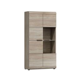 Furnix - Vitrine lirya C80 Vitrienenschrank teilverglast Eiche Sonoma led