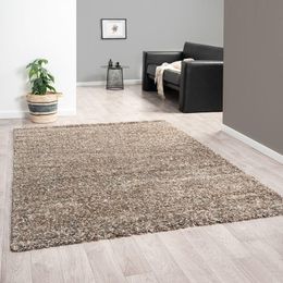 Vimoda - Hochflor Teppich lux Shaggy Wohnzimmer Schlafzimmer Mehrfarbig Meliert Extra Dicht,Braun, 140x200 cm