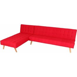 Ecksofa HHG-784, Sofa Klappsofa, Liegefläche links/rechts, Stoff/Textil Massivholz MVG zertifiziert 256cm rot