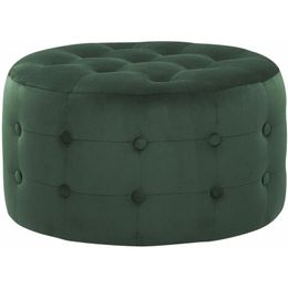 Beliani - Pouf Dunkelgrün Samtstoff Knopfversteppung Rund Modern Elegant für Wohnzimmer für Schlafzimmer