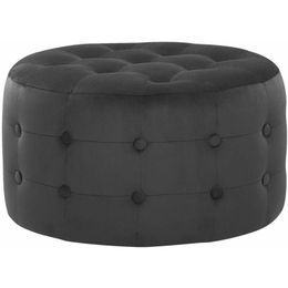 Beliani - Pouf Schwarz Samtstoff Knopfversteppung Rund Modern Elegant für Wohnzimmer für Schlafzimmer