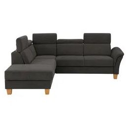 Ecksofa Home Affaire "Conville L-Form" Sofas Gr. B/H/T: 247cm x 84cm x 217cm, Webstoff, Ottomane links, inkl.Kopfteilverstellung, ohne Bettfunktion und Stauraum, braun (espresso) Federkern, wahlweise mit Bettfunktion und Bettkasten bzw. Stauraum