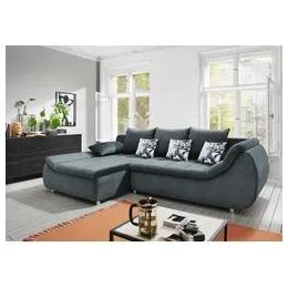 Ecksofa Inosign "Imola L-Form" Sofas Gr. B/H/T: 270cm x 90cm x 170cm, Velours, Armlehne rechts-Bettfunktion rechts-Recamiere links, blau (ocean) auch mit Bettfunktion