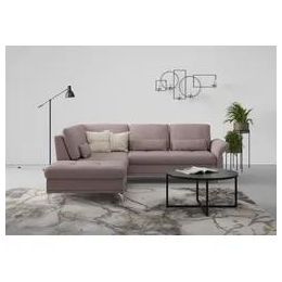 Ecksofa Inosign "Palm Beach L-Form" Sofas Gr. B/H/T: 259cm x 89cm x 224cm, Chenille-Optik, Ottomane links, mit Sitztiefenverstellung-ohne Bettfunktiom-ohne Stauraum-ohne Armteilverstellung, rosa (rosé) Federkern, mit Sitztiefenverstellung, wahlweise Bettfunktion