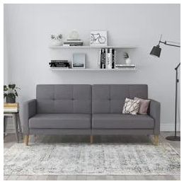 3-Sitzer DOREL HOME "Lilly", grau (hellgrau), B:207cm H:82cm T:82cm, Webstoff 100% Polyester, Sofas, Bett-Funktion, Rückenlehne 3-fach verstellbar, Sitzhöhe 43 cm