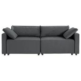 2-Sitzer Inosign "Marva 2tlg." Sofas Gr. B/H/T: 220cm x 89cm x 90cm, Samtoptik, grau (anthrazit) beide Elemente ausziehbar für Bettfunktion, mit Bettkasten