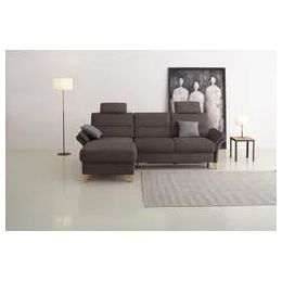 Ecksofa Home Affaire "Westerland L-Form" Sofas Gr. B/H/T: 252cm x 90cm x 162cm, Luxus-Microfaser ALTARA NUBUCK, Recamiere links, ohne Bettfunktion, ohne Bettkasten, ohne Armlehnfunktion, braun (dunkelbraun) Federkern-Polsterung, wahlweise mit Bettfunktion, Bettkasten