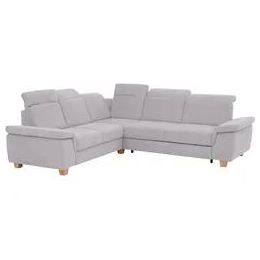 Ecksofa Home Affaire "Dalia L-Form" Sofas Gr. B/T: 256cm x 236cm, Luxus-Microfaser weich, langer Schenkel rechts, mit Bettfunktion-mit Schubladenstauraum-mit Kopfteilverstellung, silberfarben (silber) mit Federkernpolsterung, wahlweise Bettfunktion, Bettkasten