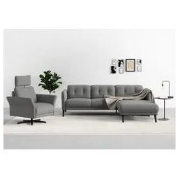 Sit & More Ecksofa SIT & MORE "Scandia L-Form" Sofas Gr. B/H/T: 269 cm x 82 cm x 183 cm, Struktur weich, Recamiere rechts, Ohne Kopfteilverstellung-Ohne Armteilfunktion-Mit schwarzen matten Metallfüßen, grau Wahlweise mit Kopfteilverstellung und Armteilfunktion