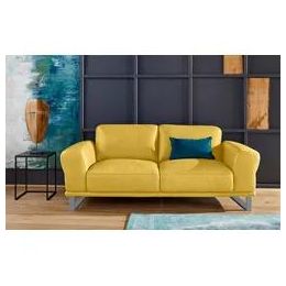 2-Sitzer W.Schillig "montanaa" Sofas Gr. B/H/T: 192cm x 78cm x 94cm, Longlife Xtra-Leder Z69, gelb (lemon z69) mit Metallkufen in Silber matt, Breite 192 cm