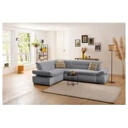 Ecksofa Inosign "Avesa L-Form" Sofas Gr. B/H/T: 275cm x 80cm x 211cm, Struktur weich, langer Schenkel rechts, ohne Armteilverstellung-ohne Schlaffunktion, grau (hellgrau) Wahlweise mit Arm- und Bettfunktion, BTH: 27521180 cm