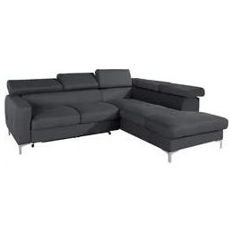 Ecksofa COTTA "Sammy L-Form" Sofas Gr. B/H/T: 242cm x 74cm x 207cm, Struktur, Ottomane rechts, mit Kopfteilverstellung, schwarz inklusive Kopfteilverstellung, wahlweise mit Bettfunktion