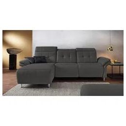 Ecksofa Places of Style "Manhattan L-Form" Sofas Gr. B/H/T: 270cm x 102cm x 168cm, Struktur, Recamiere links, grau 2 Sitze mit elektrischer Relaxfunktion, verstellbare Armlehnen