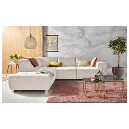 Ecksofa Inosign "Sapporo L-Form" Sofas Gr. B/H/T: 272cm x 78cm x 222cm, Struktur fein, Ottomane links, mit Bettfunktion, beige (linen) wahlweise Bettfunktion oder Sitztiefenverstellung, Federkern