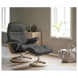 Relaxsessel stressless "Sunrise", grau (rock paloma), B:79cm H:103cm T:73cm, Leder BATICK: BATICK ist ein leicht korrigiertes, durchgefärbtes und genarbtes Möbelleder, bei dem die meisten Unebenheiten und Spuren in der Regel entfernt wurden., Leder PALOMA: PALOMA ist ein durchgefärbtes Semianilin-Möbelleder mit natürlicher Narbung., ROHLEDER Stoff Q2 FARON: Ein fester zuverlässiger Bouclu00e9 mit 