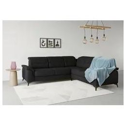 Sit & More Ecksofa SIT & MORE "Sinatra L-Form" Sofas Gr. B/H/T: 251cm x 85cm x 231cm, Struktur weich, langer Schenkel rechts, Ohne Kopfteilverstellung-Ohne Armteilfunktion-Ohne Bettfunktion-Ohne Schubkasten, schwarz optinal mit Kopfteilverstellung und Armteilfunktion, Metallfüße