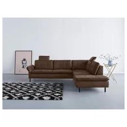 Ecksofa Inosign "Birkholm L-Form", braun (dunkelbraun), B:270cm H:83cm T:226cm, 100% Polyester, Sofas, Armlehnverstellung, auch in Easy Clean Bezug - mit Wasser zu reinigen