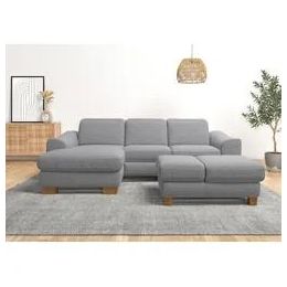 Ecksofa Home Affaire "Dundee L-Form" Sofas Gr. B/H/T: 264cm x 86cm x 170cm, Flachgewebe, Recamiere links, ohne Kopfteilverstellung-ohne Bettfunktion-ohne Bettkasten-ohne relax Funktion, grau (steel) wahlweise mit Kopfteilverstellung und zusätzlich Bettfunktion