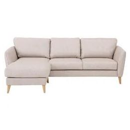 Ecksofa Home Affaire "MARSEILLE (242/152cm),L-Form, Rec. rechts/links" Sofas Gr. B/H/T: 242cm x 88cm x 152cm, Struktur fein, Recamiere links, beige Massivholzbeine aus Eiche, in verschieden Bezügen und Farbvarianten