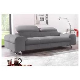 3-Sitzer COTTA "Chef" Sofas Gr. B/H/T: 232cm x 72cm x 105cm, Kunstleder SOFTLUX, mit Kopfteilverstellung, grau 3-Sitzer mit eleganter Steppung, Bodenfreiheit 12,5 cm