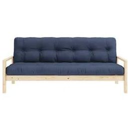 Schlafsofa KARUP DESIGN "KNOB" Sofas Gr. B/H/T: 205cm x 79cm x 95cm, gleichschenklig, Klar lackiert, blau (navy) mit Futonmatratze, verschiedene Farben, FSC-zertifiziert, Kiefer