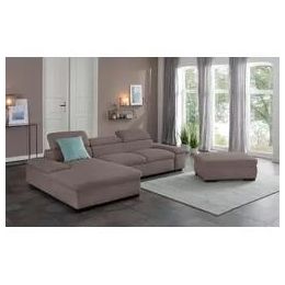 Ecksofa Home Affaire "Alberto L-Form" Sofas Gr. B/H/T: 286cm x 73cm x 174cm, Luxus-Microfaser weich, Recamiere links, mit Bettfunktion, grau (taupe) mit Kopfteilverstellung, wahlweise Bettfunktion