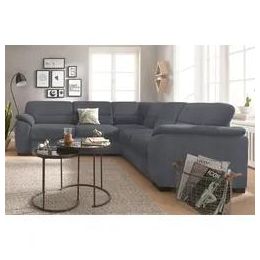 Sit & More Ecksofa SIT & MORE "Montego L-Form" Sofas Gr. B/H/T: 256cm x 88cm x 227cm, Luxus-Microfaser ALTARA NUBUCK, langer Schenkel rechts, mit Bettfunktion, grau (dunkelgrau) wahlweise mit Bettfunktion und Schubkasten