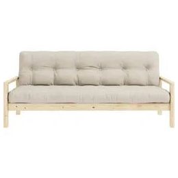 Schlafsofa KARUP DESIGN "KNOB" Sofas Gr. B/H/T: 205cm x 79cm x 95cm, gleichschenklig, Klar lackiert, beige mit Futonmatratze, verschiedene Farben, FSC-zertifiziert, Kiefer