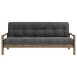 Schlafsofa KARUP DESIGN "KNOB" Sofas Gr. B/H/T: 205cm x 79cm x 95cm, gleichschenklig, Carob Brown lackiert, schwarz (charcoal) mit Futonmatratze, verschiedene Farben, FSC-zertifiziert, Kiefer