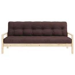 Schlafsofa KARUP DESIGN "KNOB" Sofas Gr. B/H/T: 205cm x 79cm x 95cm, gleichschenklig, Klar lackiert, braun mit Futonmatratze, verschiedene Farben, FSC-zertifiziert, Kiefer