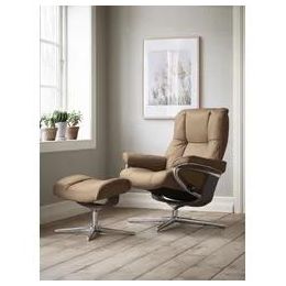 Relaxsessel stressless "Mayfair" Sessel Gr. Leder BATICK, Cross Base Wenge, Relaxfunktion-Drehfunktion-PlusTMSystem-Gleitsystem-BalanceAdaptTM, B/H/T: 92cm x 103cm x 79cm, braun (latte batick) mit Cross Base, Größe S, M & L, Holzakzent Wenge