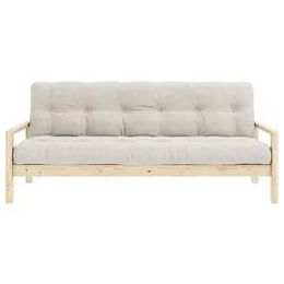 Schlafsofa KARUP DESIGN "KNOB" Sofas Gr. B/H/T: 205cm x 79cm x 95cm, gleichschenklig, Klar lackiert, weiß (ivory) mit Futonmatratze, verschiedene Farben, FSC-zertifiziert, Kiefer