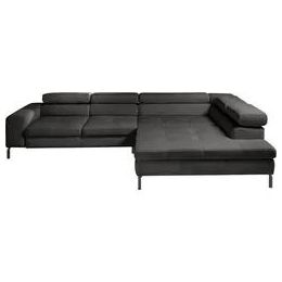 Ecksofa Gallery M BRANDED BY MUSTERRING "Felicia Due L-Form" Sofas Gr. B/H/T: 312 cm x 72 cm x 216 cm, Feincord, mega-Recamiere rechts, ohne Sitzvorzug, grau (anthrazit) Wahlweise mit Sitzvorzug, inkl. Kopfteilverstellung, Sitzhöhe 43 cm