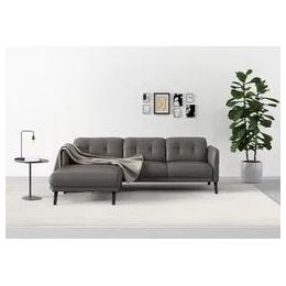 Sit & More Ecksofa SIT & MORE "Scandia L-Form" Sofas Gr. B/H/T: 269cm x 82cm x 183cm, Microfaser, Recamiere links, Mit Kopfteilverstellung-Mit Armteilfunktion-Mit schwarzen matten Metallfüßen, grau (anthrazit) Wahlweise mit Kopfteilverstellung und Armteilfunktion