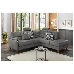 Ecksofa Home Affaire Sofas Gr. B/H/T: 236cm x 89cm x 212cm, Struktur, Ottomane rechts, ohne Bettfunktion-ohne Bettkasten, grau Federkern, wahlweise mit Bettfunktion und mitohne Stauraum