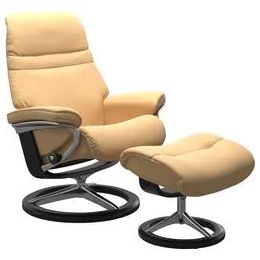 Relaxsessel stressless "Sunrise", gelb, Material Bezug, Ausführung Funktion, Größe B/H/T, Sessel, mit Signature Base, Größe M, Gestell Schwarz