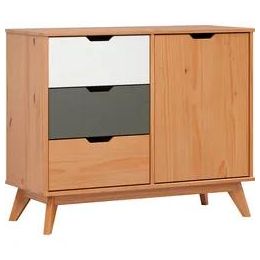 Kommode INTER-FURN "Scandik" Sideboards Gr. B/H/T: 96 cm x 79 cm x 40 cm, 3 St., braun (honigfarben lackiert, weiß, grau) praktisch und aus massiver Kiefer