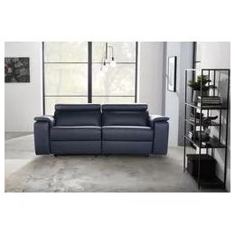 3-Sitzer NICOLETTI HOME "Seattle" Sofas Gr. B/H/T: 205cm x 84cm x 99cm, Luxus-Microfaser Wildlederoptik, ohne Relaxfunktion, blau Breite 205 cm, wahlweise mit Relaxfunktion, Kopfteilverstellung