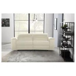 3-Sitzer NICOLETTI HOME "Seattle" Sofas Gr. B/H/T: 205cm x 84cm x 99cm, Dickleder, ohne Relaxfunktion, beige (cremeweiß) Breite 205 cm, wahlweise mit Relaxfunktion, Kopfteilverstellung