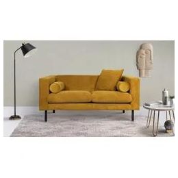 Guido Maria Kretschmer Home & Living 2-Sitzer GUIDO MARIA KRETSCHMER HOME & LIVING "Lillibeth" Sofas Gr. B/H/T: 155cm x 83cm x 74cm, Cord, gelb (safran) Zierkissen als Wendekissen, in Samtoptik oder Cord